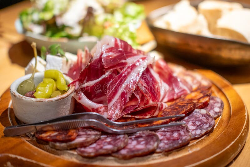 Cold Cuts Platter, Variety of Sliced Meat and Cheese Stock Photo ...