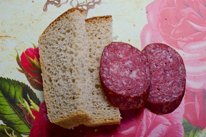 Cold Cuts with Sausage and Bread Stock Image - Image of recipes, piece ...
