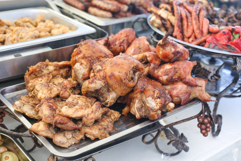 Cold cuts on a silver tray stock photo. Image of delicious - 163604110