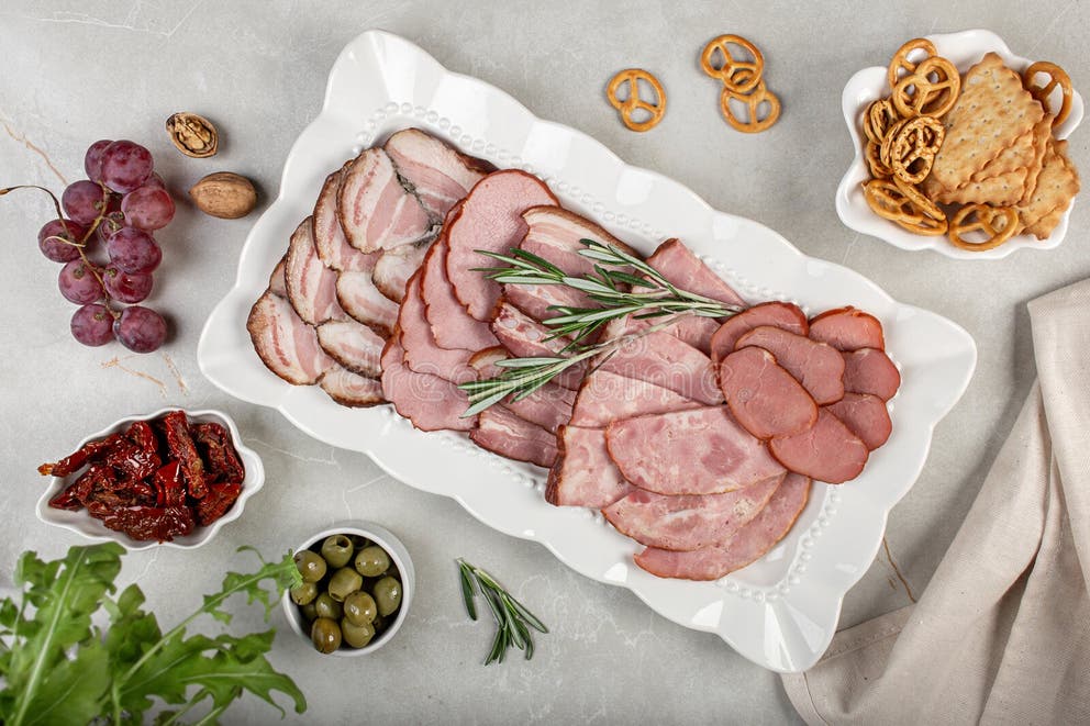 Cold cuts on the table stock image. Image of olive, meal - 297651069