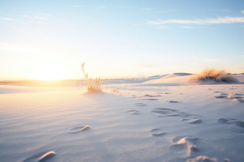 A Cold Desert Sunrise with Sand and Snow Stock Illustration ...