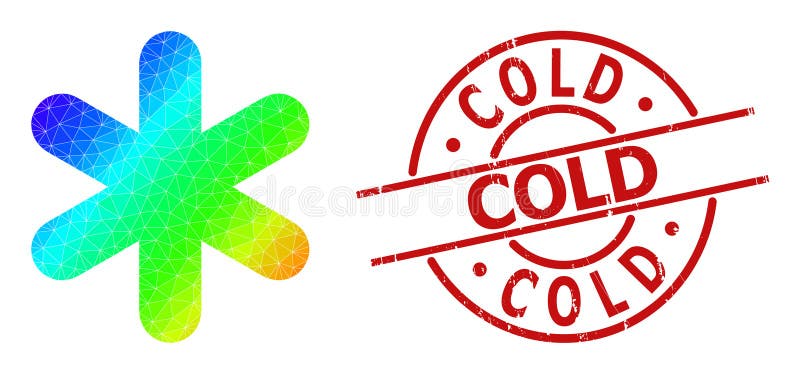 Grunge Cold Badge and Triangle Filled Rainbow Simple Snowflake Icon ...