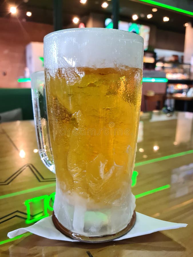 Cold Draft Beer on the Bar Table, Draft Beer Stock Image - Image of ...