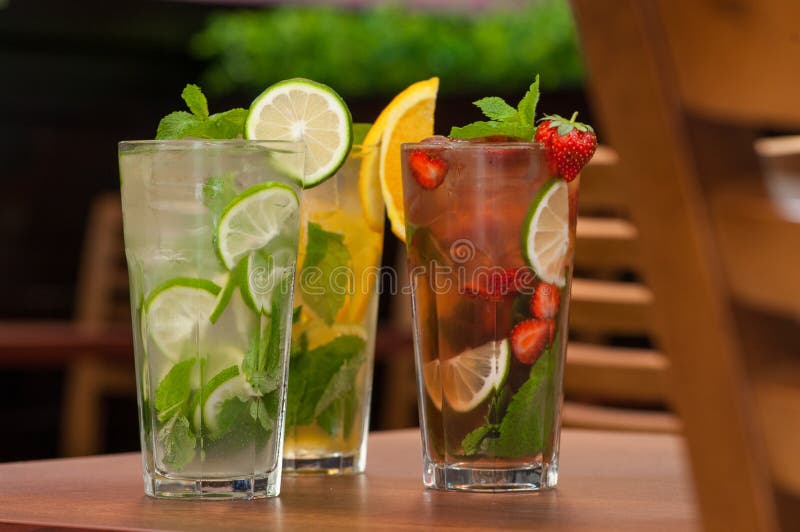 Cold Drink with Citrus on the Table Stock Image - Image of frozen ...