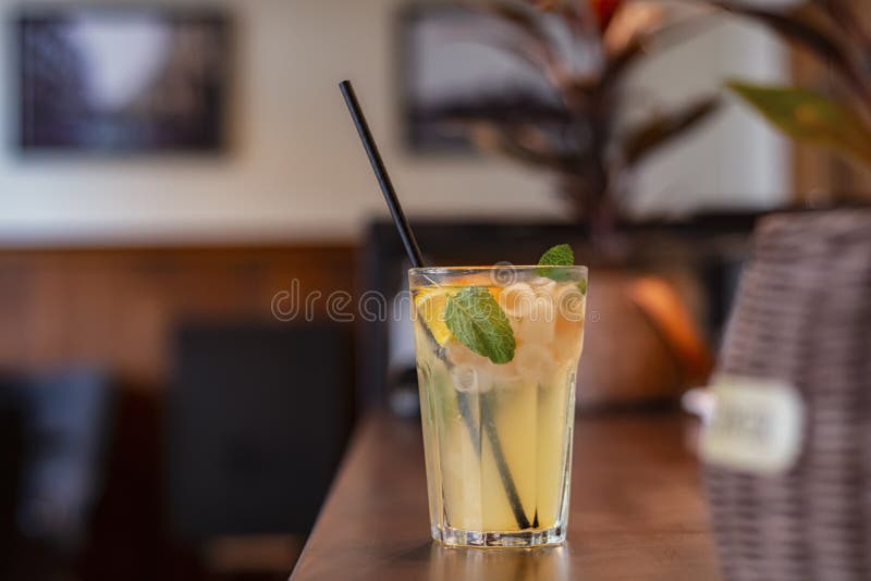 Cold Drink from Fresh Fruits with Ice in a Coffee Shop. Stock Photo ...