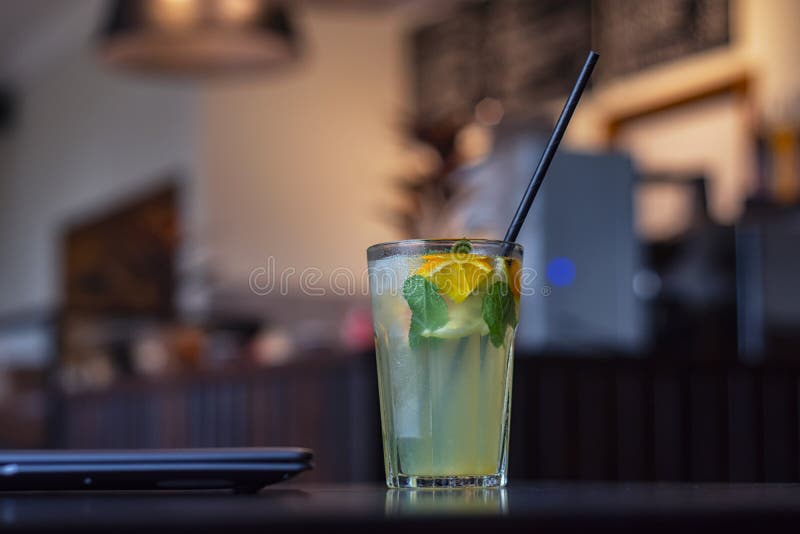 Cold Drink from Fresh Fruits with Ice in a Coffee Shop Stock Image ...