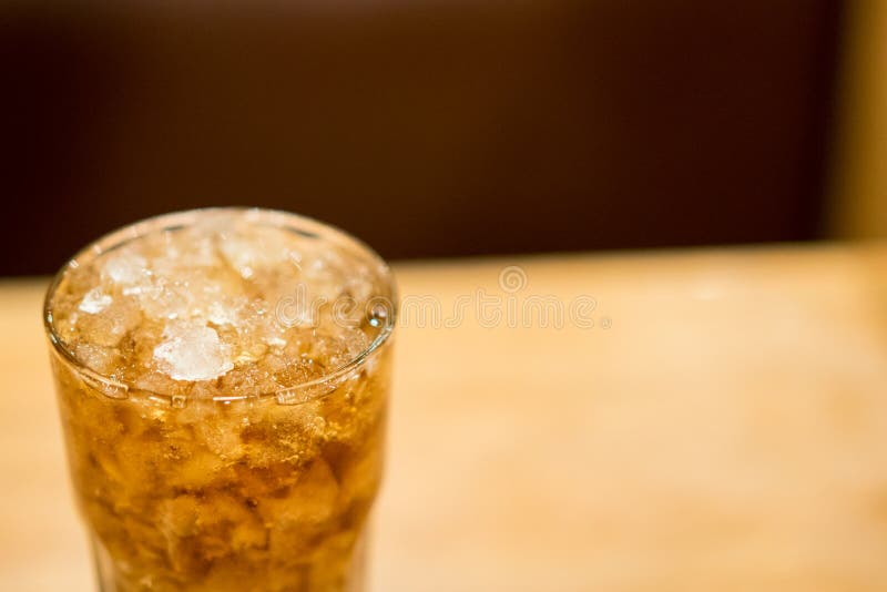 Cold Drink with Ice on Table at Restaurant. Stock Image - Image of cold ...