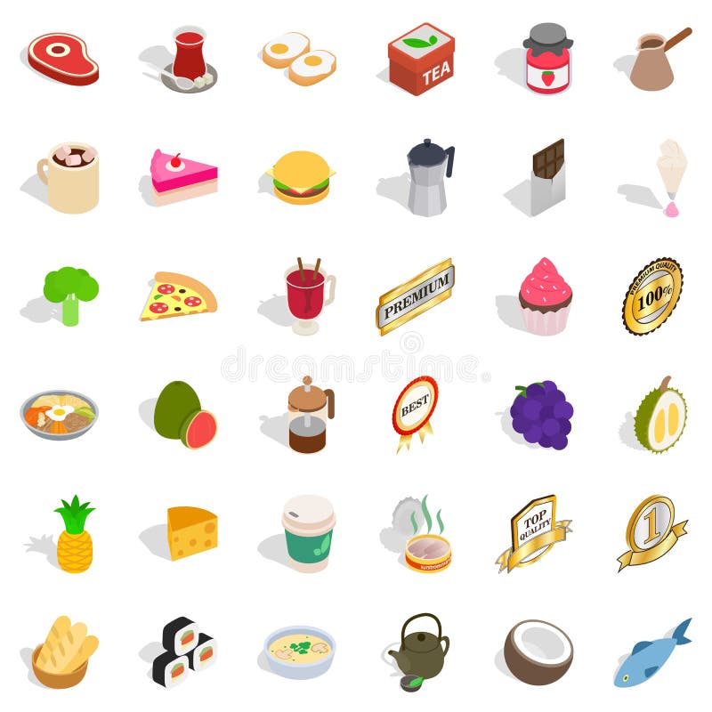 Cold Drink Icons Set, Isometric Style Stock Vector - Illustration of ...