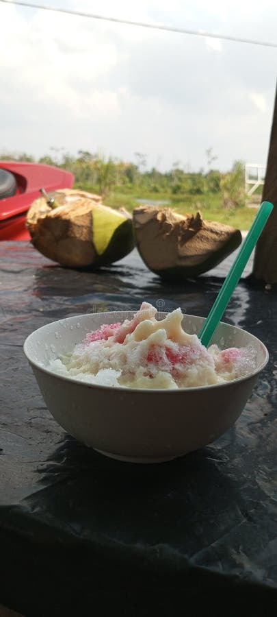 Cold Drink Mixed with Young Coconut Stock Photo - Image of mixed, cold ...