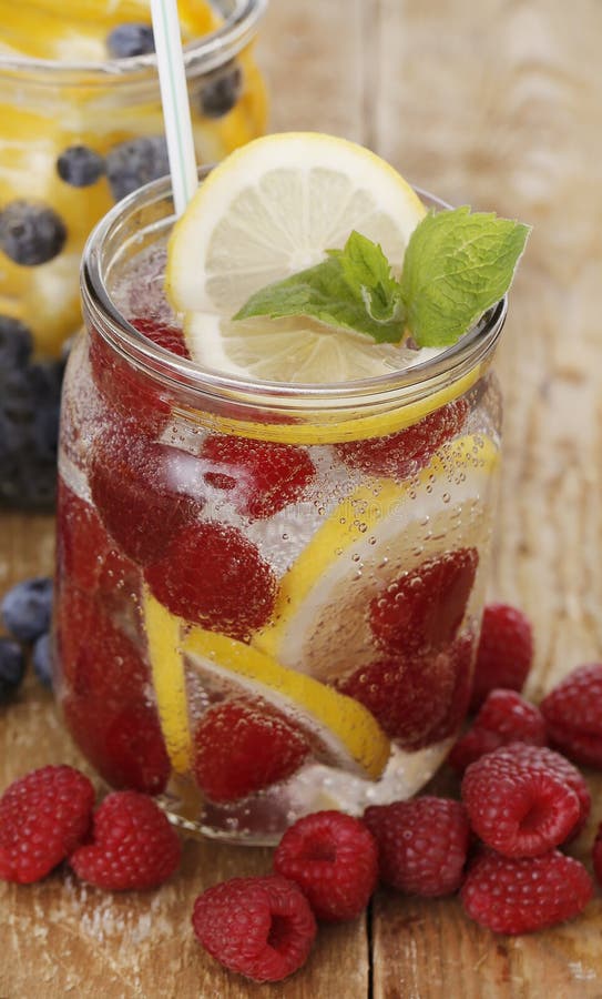 Cold Drink with Raspberries Stock Photo - Image of drink, beverage ...