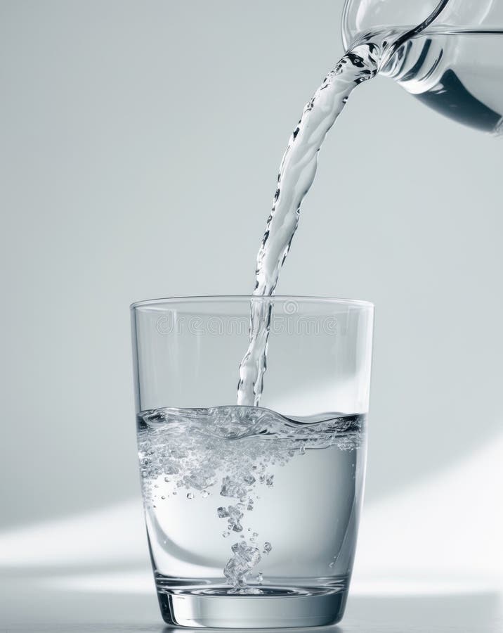 Cold Drink Water Being Poured into Glass Stock Photo - Image of potable ...