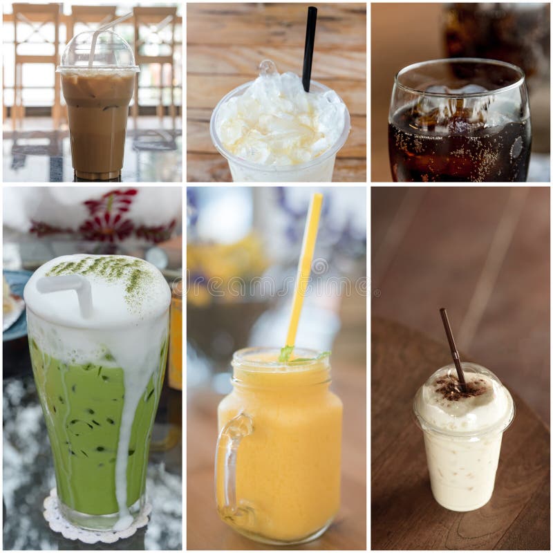Cold drinks collage stock image. Image of rest, background - 105406571