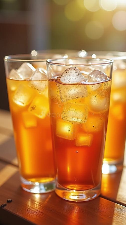 Cold Drinks Iced Tea Glass Tumblers Amber Liquid Stock Illustration ...