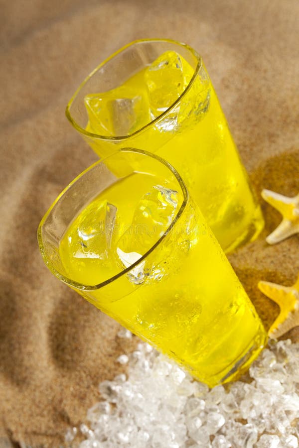 Cold Drinks, Shells and Ice Cubes on the Beach Stock Photo - Image of ...