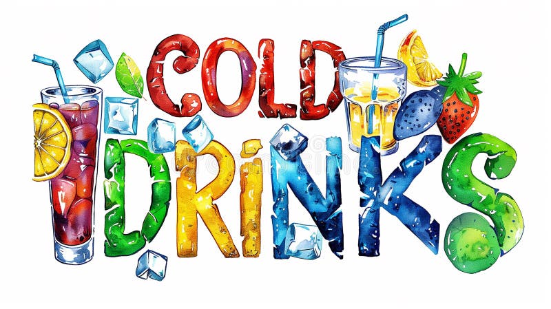 Cold Drinks Summer Refreshment Design for Posters and Banners Stock ...