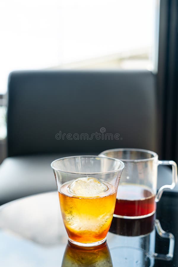 Cold Drip Coffee in Glass with Ice Ball Stock Image - Image of caffeine ...