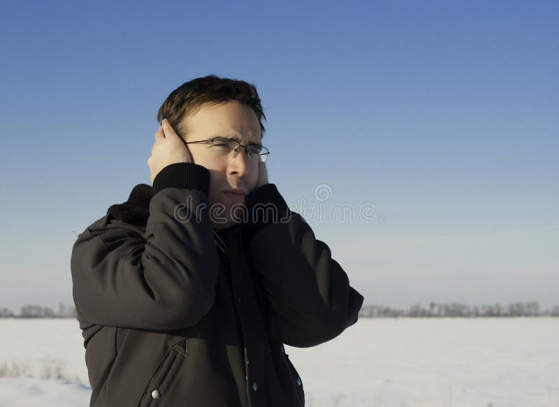 Cold Ears stock image. Image of copy, caucasian, blue - 13067033