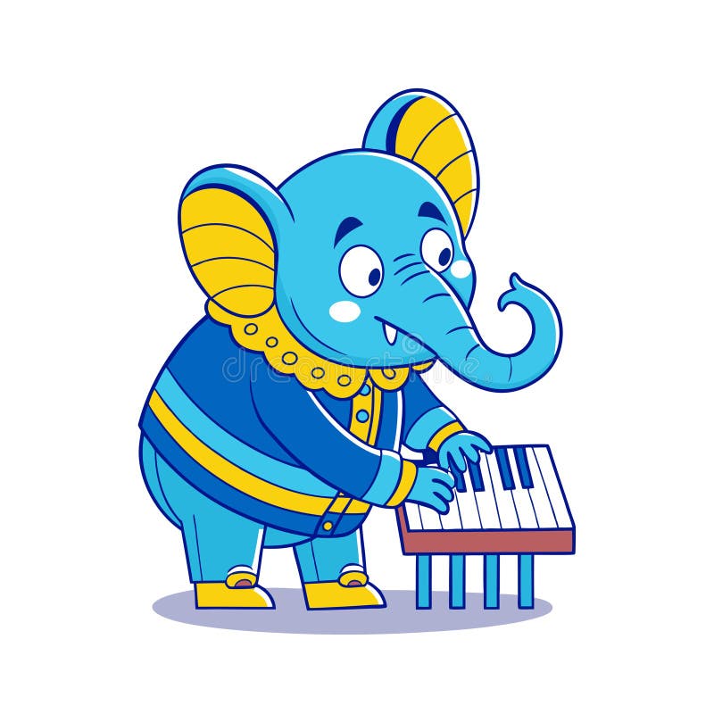 Cold Elephant Engaged in Piano Playing Stock Image - Illustration of ...
