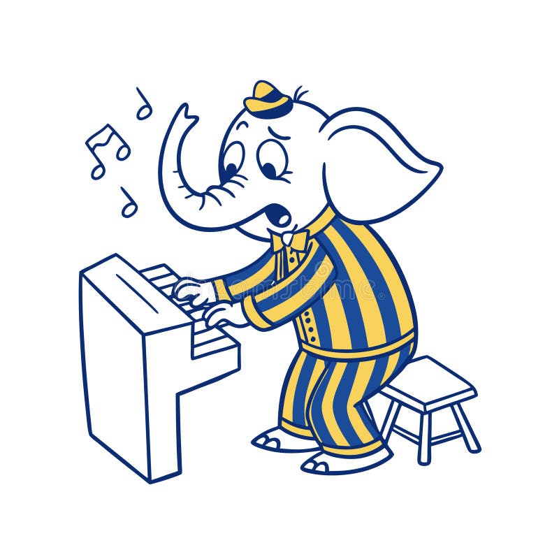 Cold Elephant Engaged in Piano Playing Stock Photo - Illustration of ...