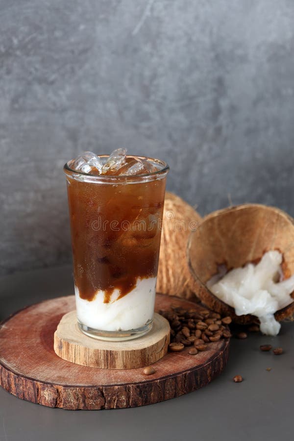 Cold Espresso Coffee with Coconut Juice and Coco Meat Stock Image ...
