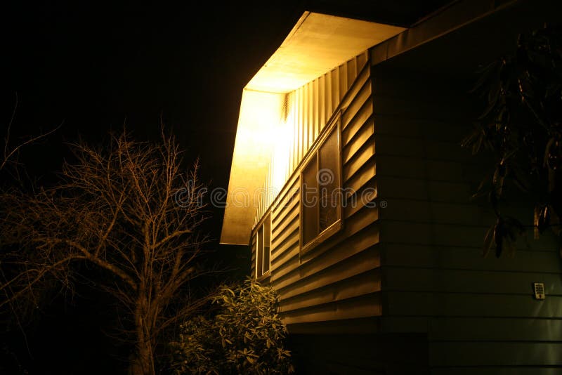 Cold Fall Night with Porch Light on Stock Image - Image of porch, night ...