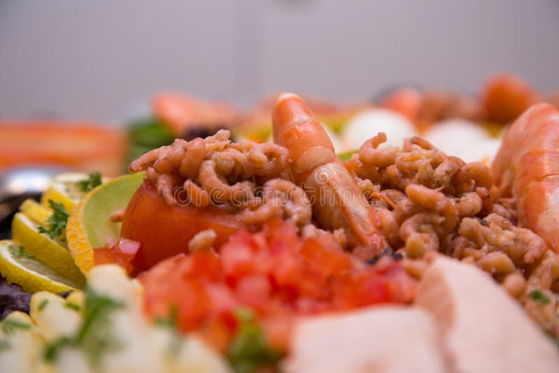 Fish Buffet with Many Types of Cold Fish Dishes Including Smoked Fish ...