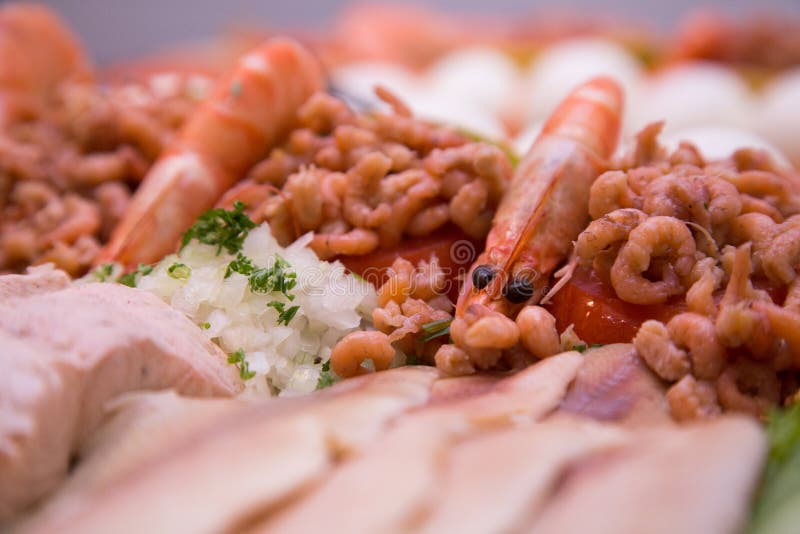 Fish Buffet with Many Types of Cold Fish Dishes Including Smoked Fish ...