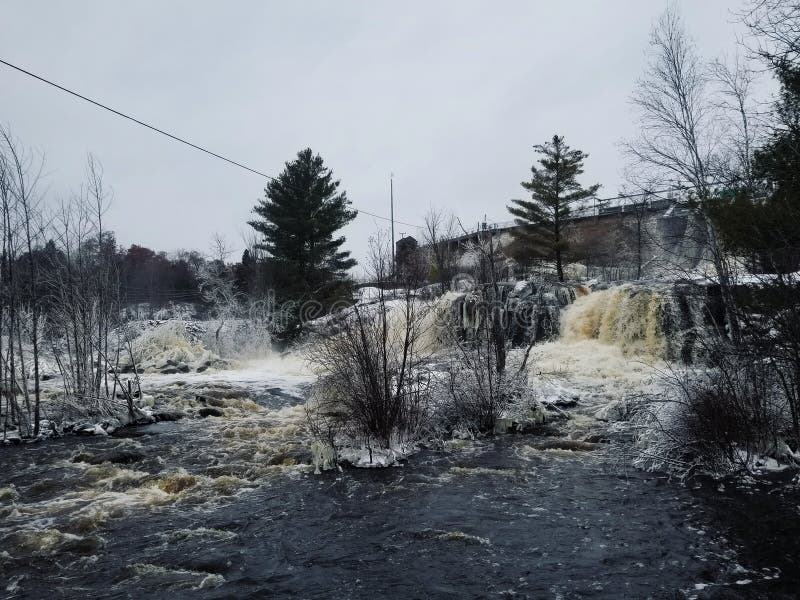 Cold flowing waterfall stock photo. Image of winter - 175645888
