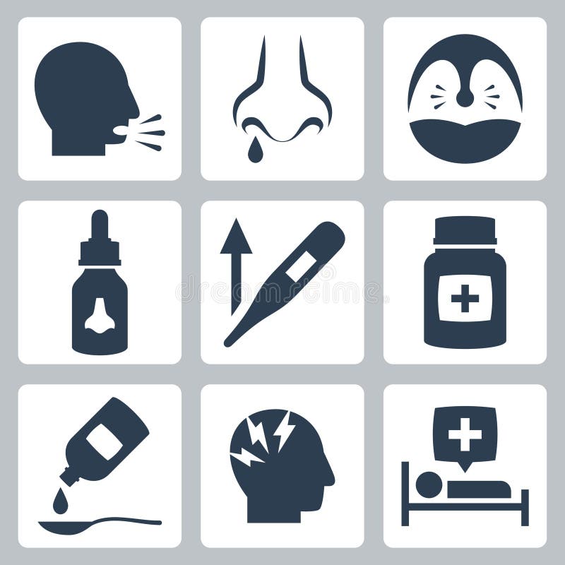 Cold and flu related icons stock vector. Illustration of medicine ...