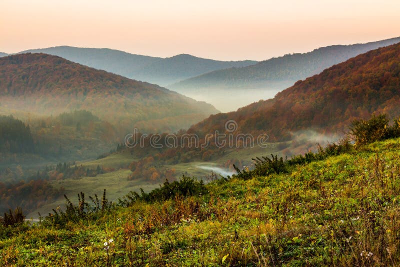 Cold fog in mountains stock photo. Image of weather, dawn - 45884574