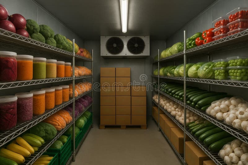 Cold Food Storage of a Restaurant. Stock Illustration - Illustration of ...