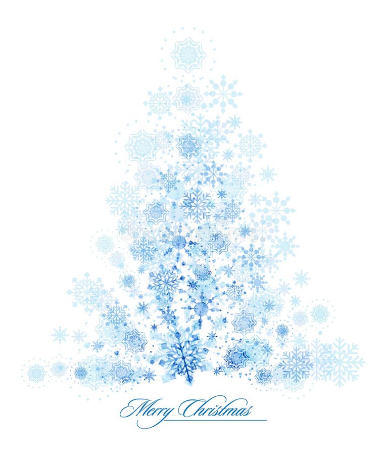 Cold, Freezing Christmas Tree Made of Snowflakes Stock Vector ...