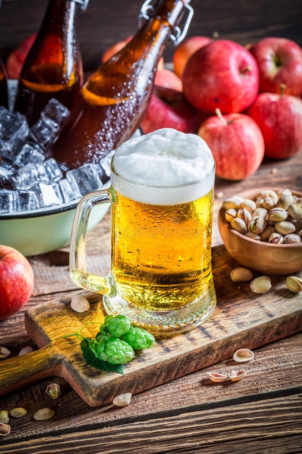 Cold and fresh apple beer stock photo. Image of drink - 60683240
