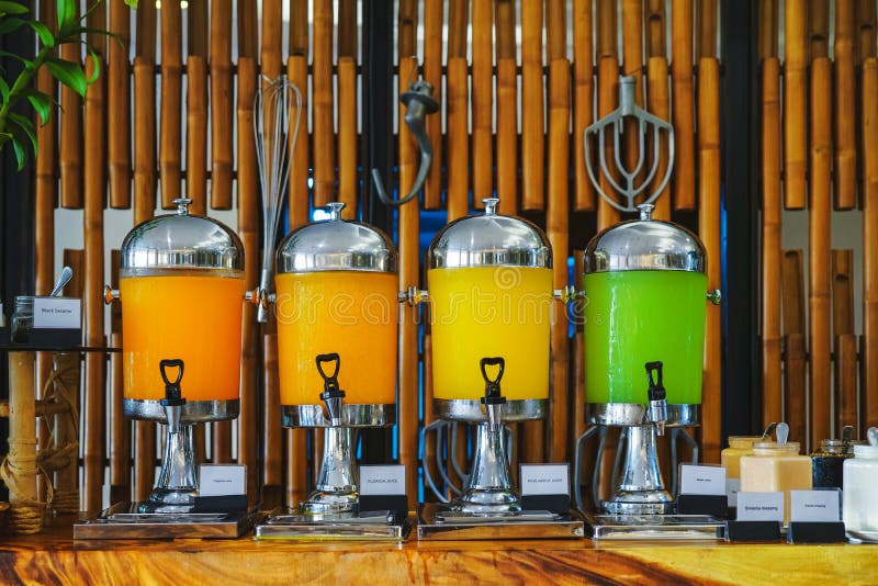 Cold Fresh Juice for Self Service in Morning at Hotel Stock Image ...
