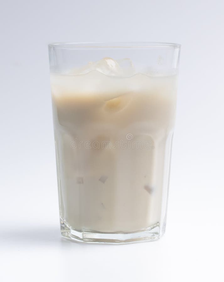 Cold Fresh Milk in a Clear Glass on a White Background Stock Image ...