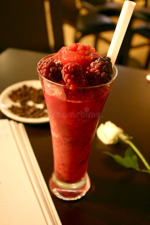 Cold Fruit Juice with Raspberry Stock Image - Image of table, pipette ...