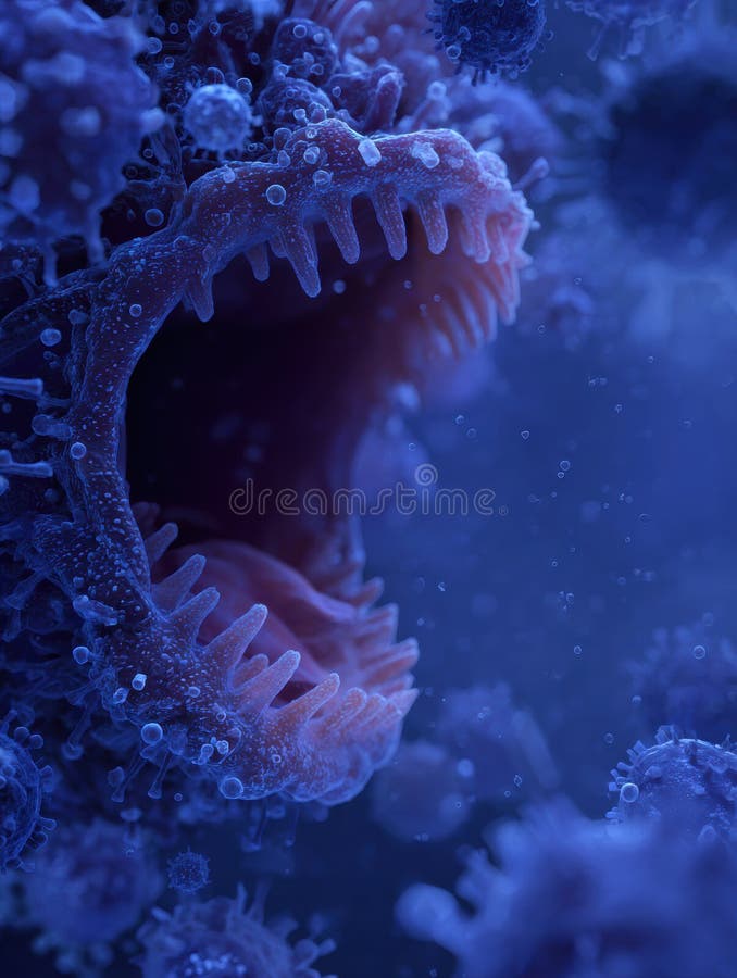 Cold Germs Invade the Mouth in Microscopic Detail Showcasing Intricate ...