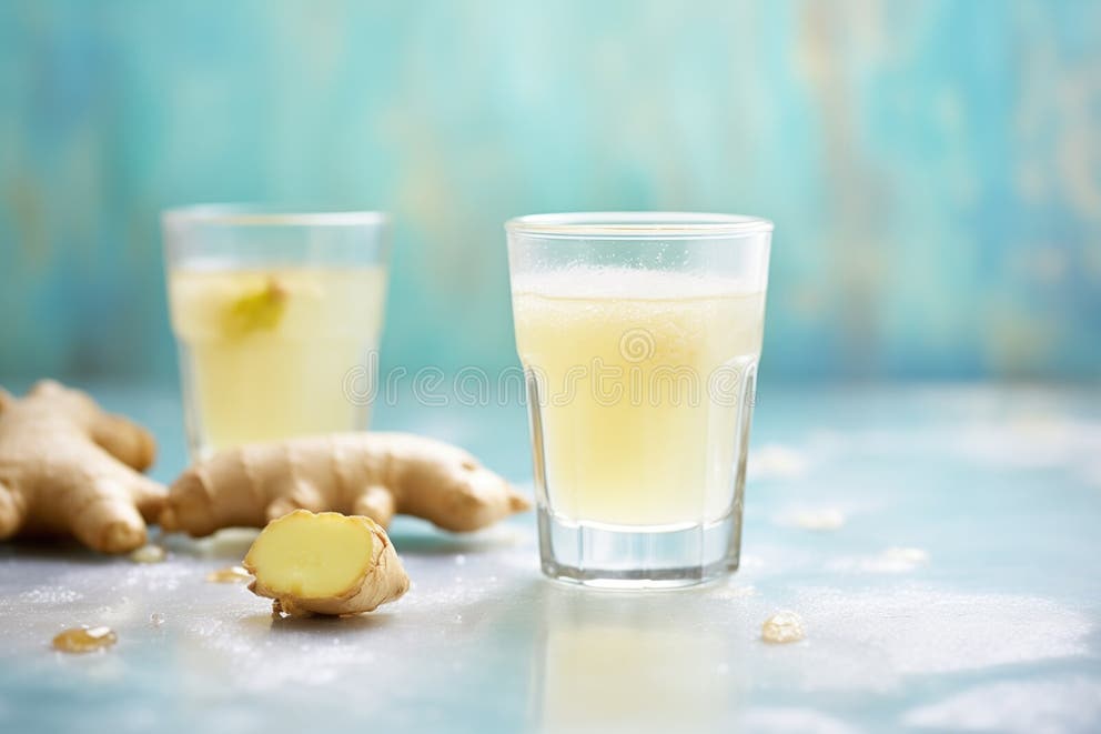 Cold Ginger Shots with Condensation on Glass Surface Stock Image ...
