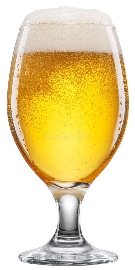 Cold Glass of Beer with White Foam and Gas Bubbles Inside. File ...