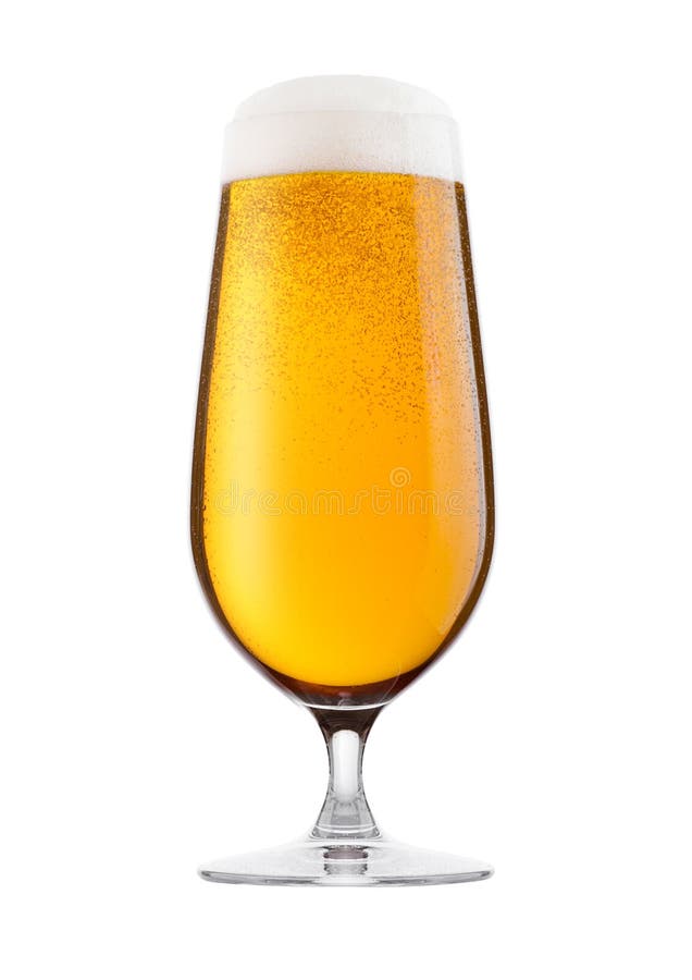 Cold Glass of Lager Beer with Foam and Dew Stock Image - Image of cold ...