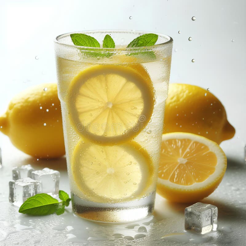 Cold Glass of Lemon Juice with Large Drops of Condensation on Them on ...