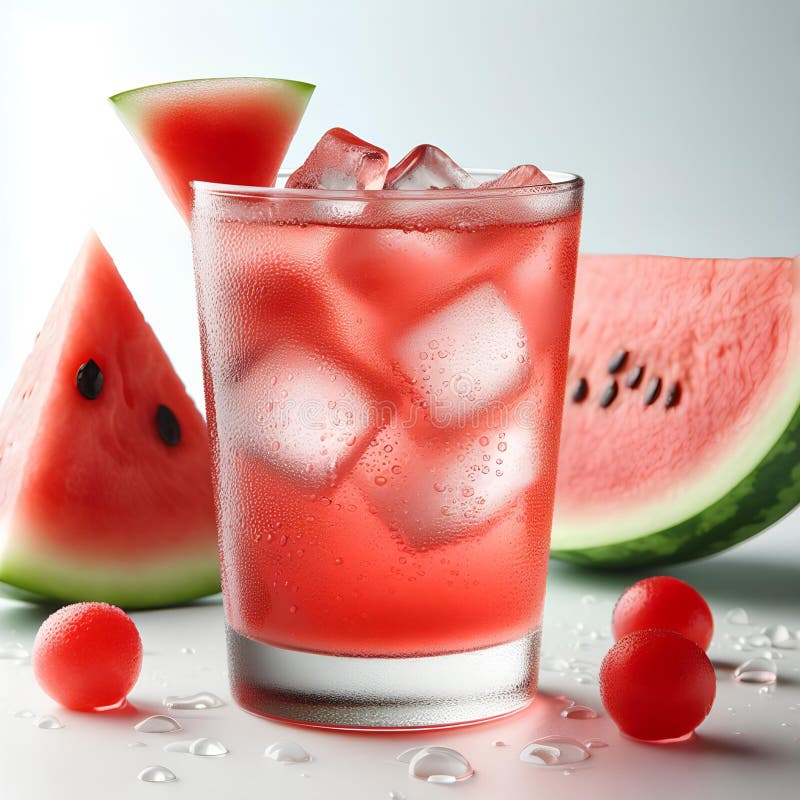 Cold Glass of Watermelon Juice with Large Drops of Condensation on Them ...