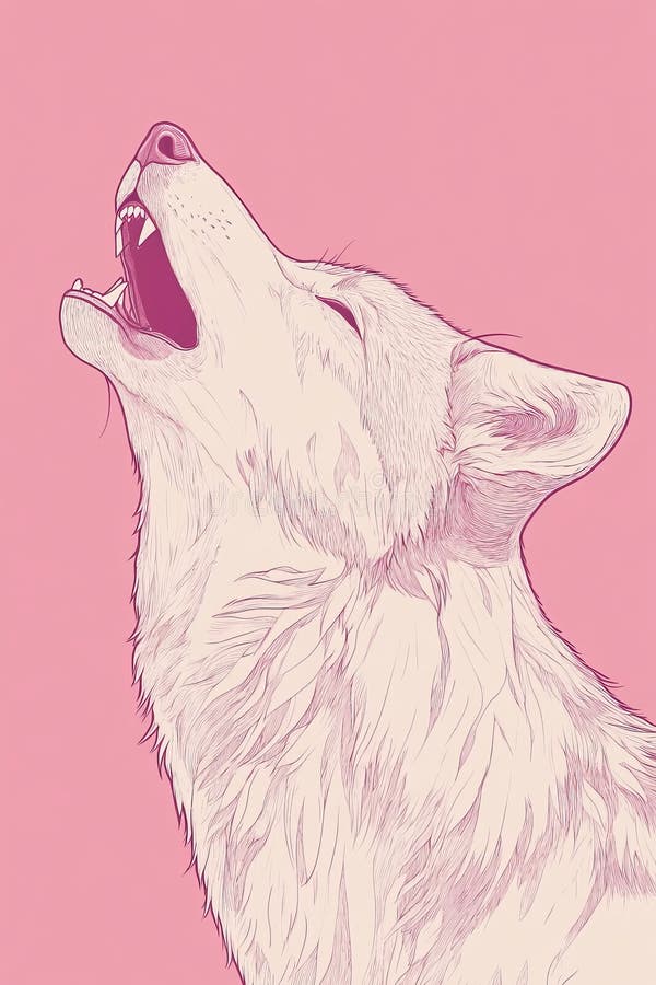 Cold Gradient Line Art Illustration of a Cartoon Wolf Whistling in the ...