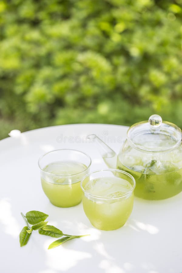 Cold Green Tea on the Garden Table Stock Photo - Image of fresh, cold ...