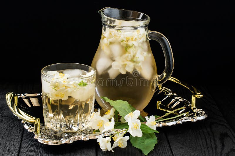 Cold Green Tea with Jasmine and Ice Stock Photo - Image of aroma ...