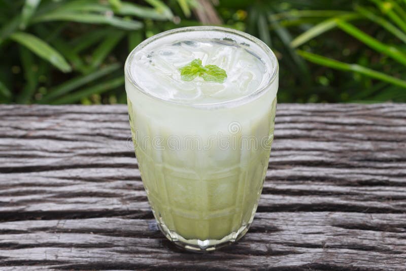 Cold Green Tea Milk Beverage or Cold Drinks Center Frame Stock Image ...