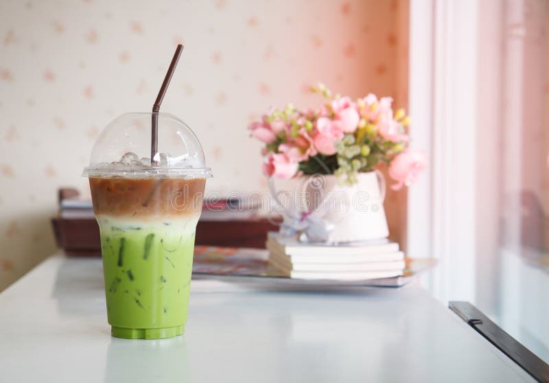 Cold green tea mix coffee. stock photo. Image of iced - 70392696