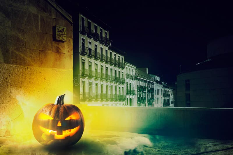 Cold Halloween Night in the City Stock Photo - Image of face, carriage ...