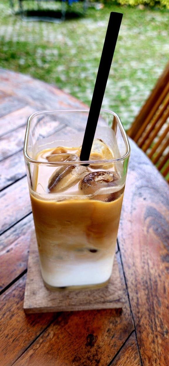 Cold Hazelnut Latte White Chocolate on the Table Stock Image - Image of ...