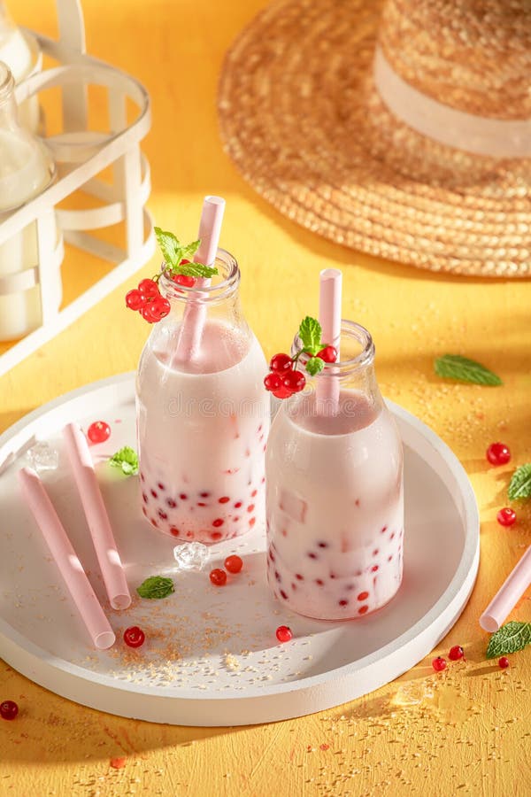 Cold and Healthy Red Currant Bubble Tea Full of Vitamins Stock Image ...